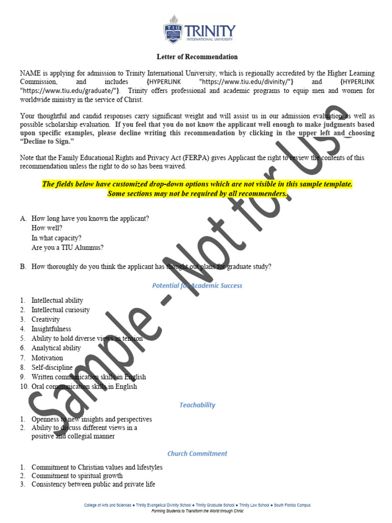 LOR_Form_PREVIEW_TEDS | PDF | Leadership | Psychology