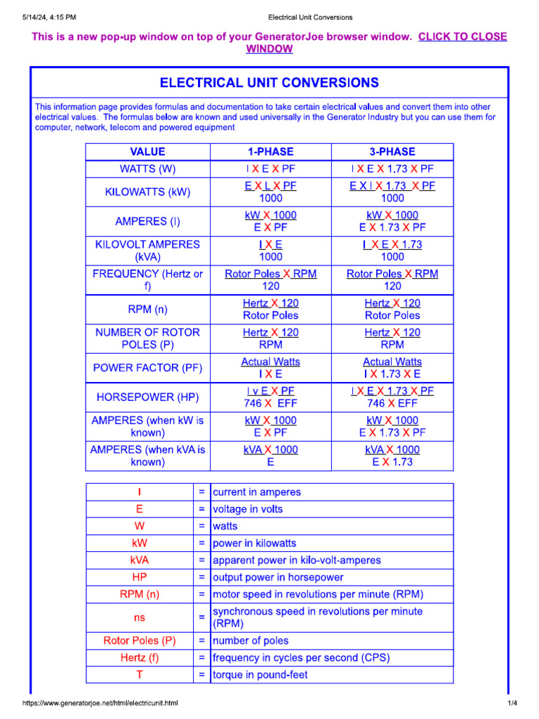 Electrical Formulas and Equations | PDF