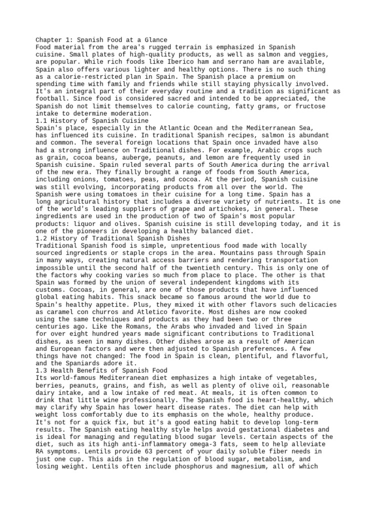 Chapter 1 Spanish Cuisine History, Terms and Key Ingredients | PDF ...