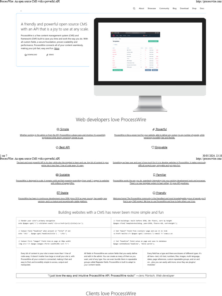 Processwire An Open Source Cms With A Powerful Api Pdf Web Development Application Software 6605