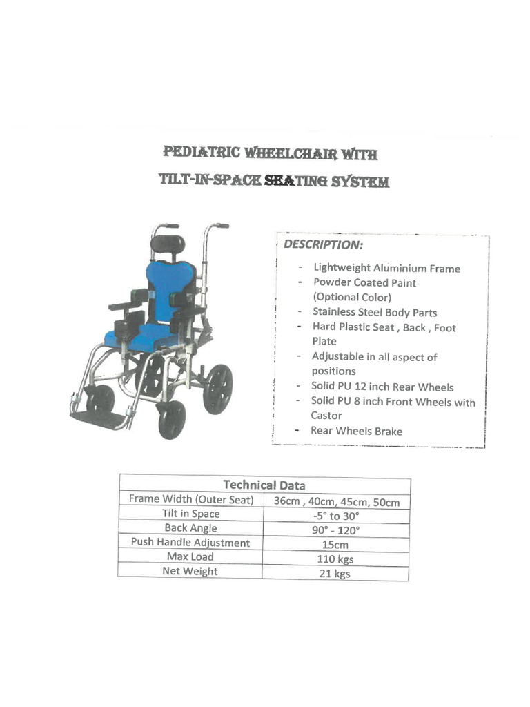 Specs For The Wheel Chair | PDF