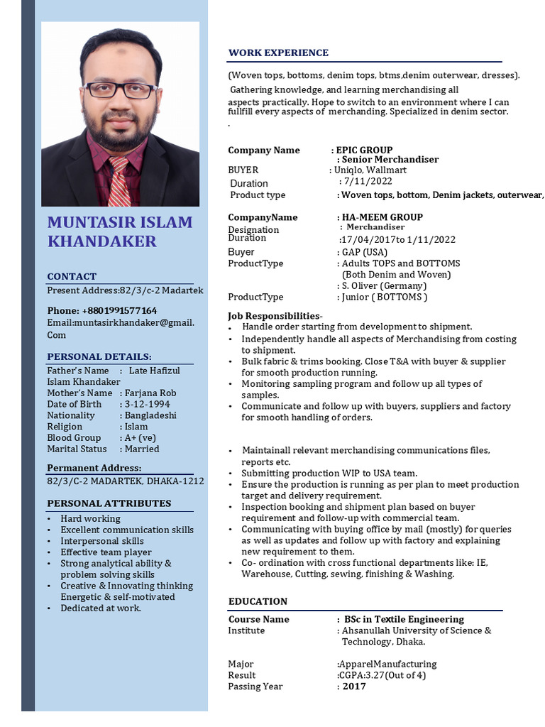 Cv-Muntasir Islam Shuvo-Merchandiser | PDF