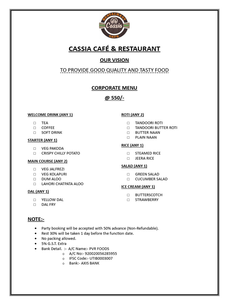 Corporate Dining Menu | PDF