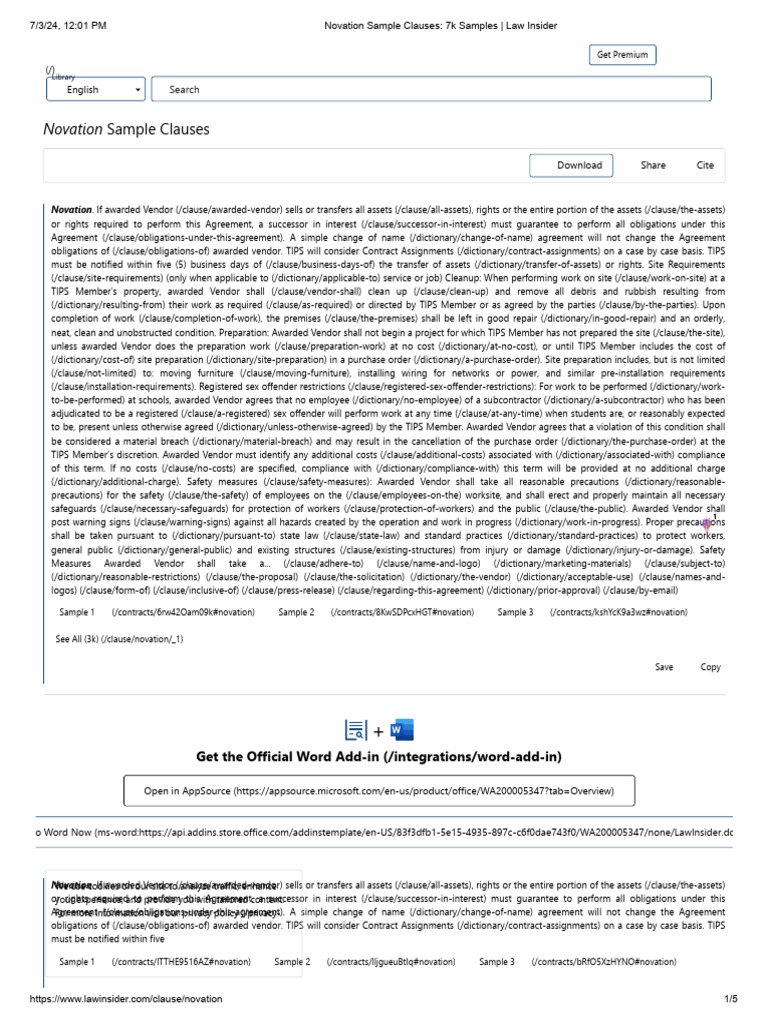 Novation Sample Clauses - 7k Samples - Law Insider | PDF | Assignment ...