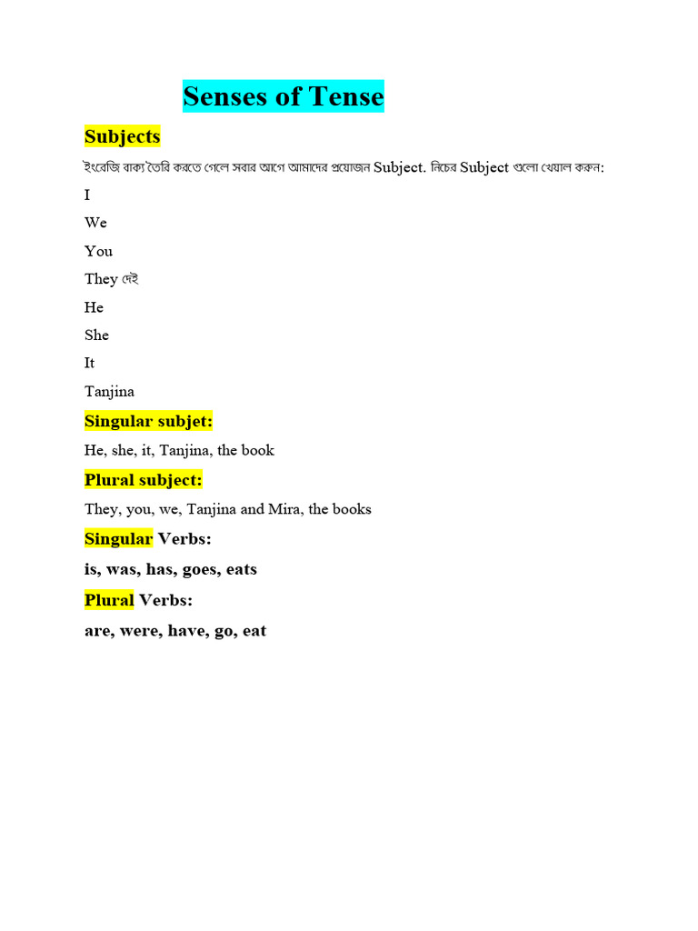 Senses of Tense Part One | PDF