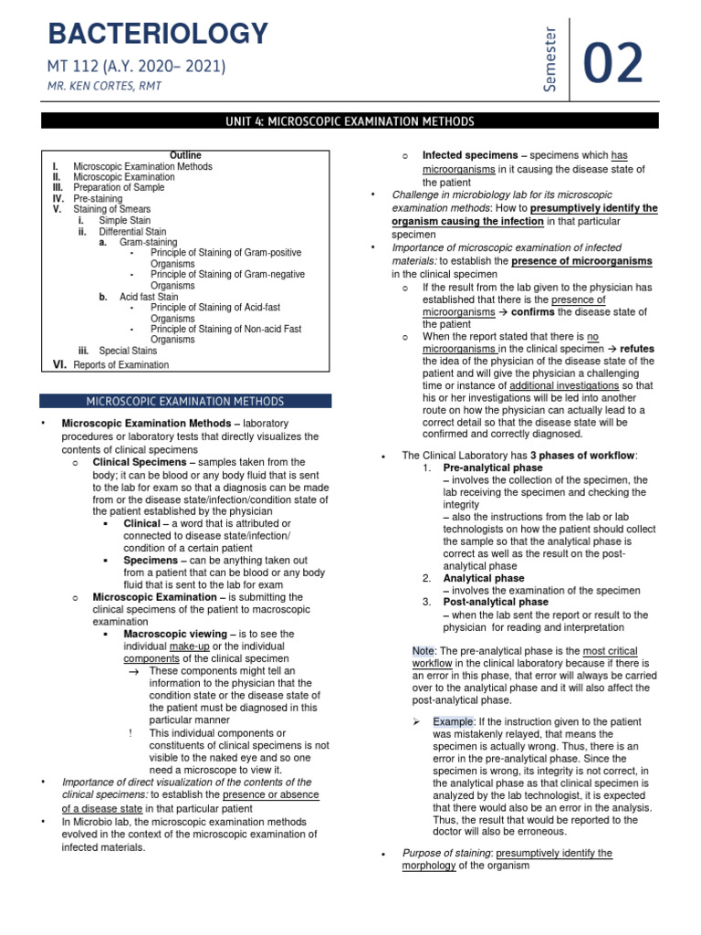 Microscopic Examination Methods | PDF | Staining | Gram Positive Bacteria