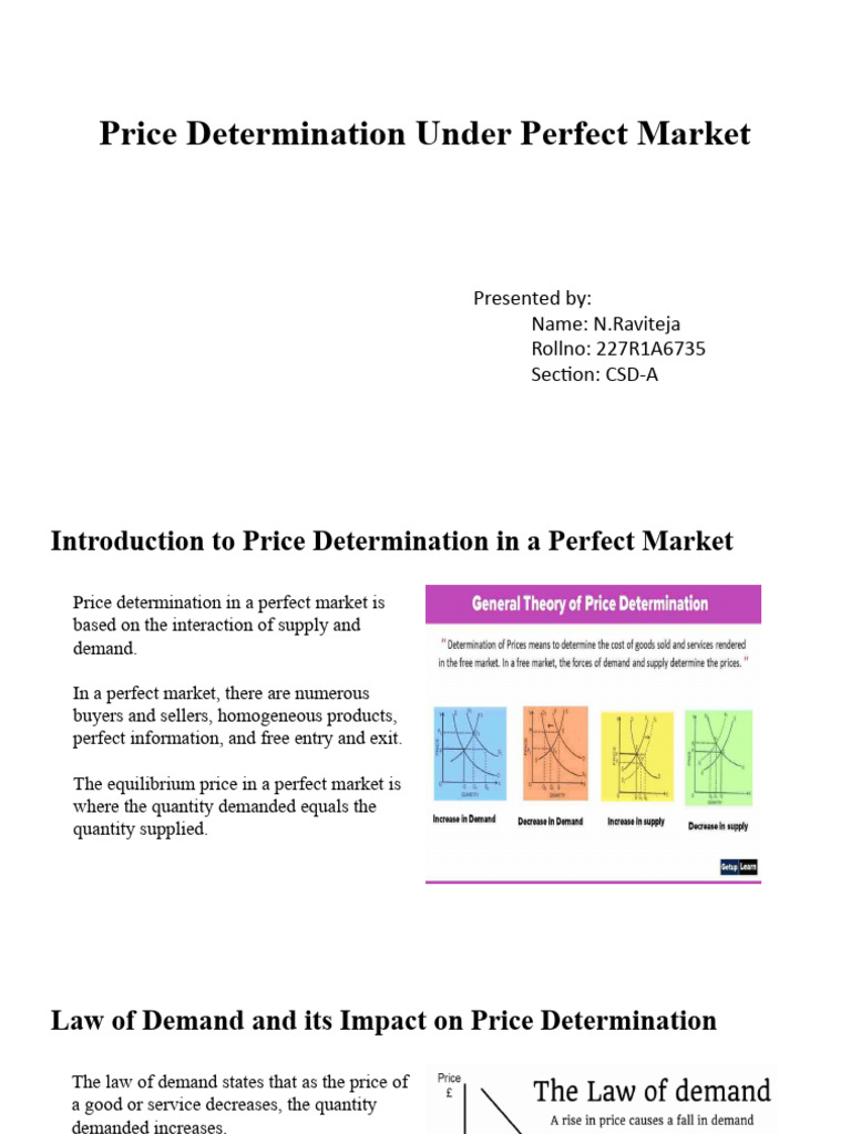 Price Determination Under Perfect Market | PDF | Supply And Demand | Perfect Competition