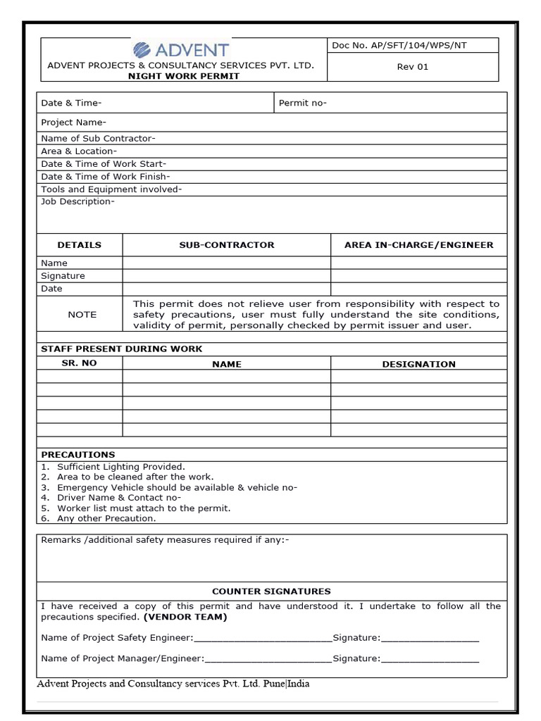 Night Work Permit-R1 | PDF | Transport | Vehicles