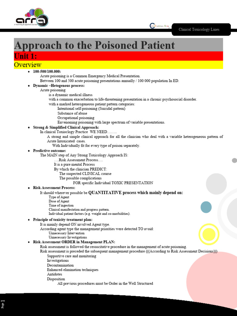 I - Approach of Poisoned Patient | PDF | Cardiac Arrest | Toxicology