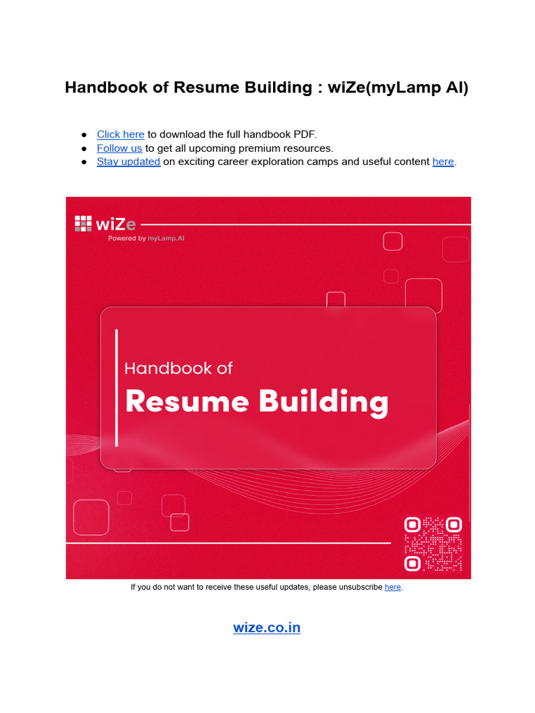 Resume Building Guide by wiZe | PDF | Business | Self-Improvement