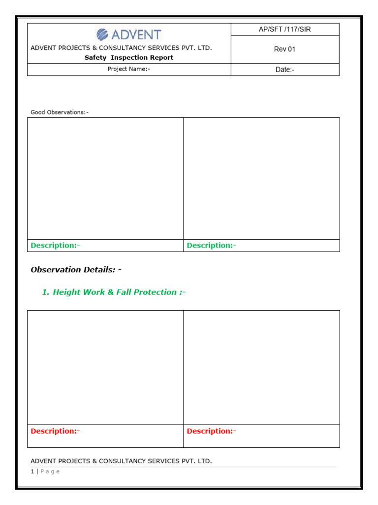 Safety Inspection report | PDF | Safety | Working Conditions