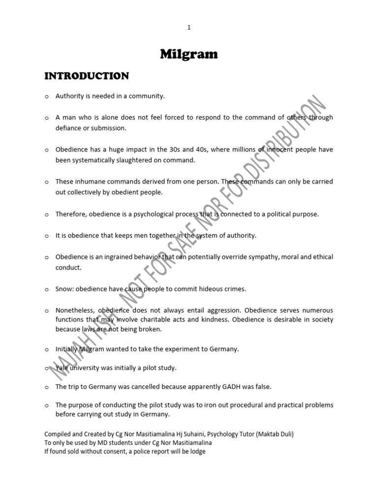 Milgram 2021 PDF | PDF | Obedience (Human Behavior) | Psychology