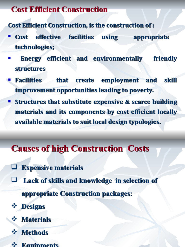 Cost Efficient Construction | PDF | Efficient Energy Use | Waste