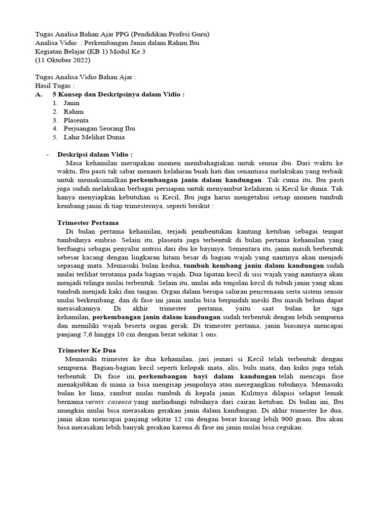 Tugas Analisa Bahan Ajar PPG Modul 3 KB 1 | PDF