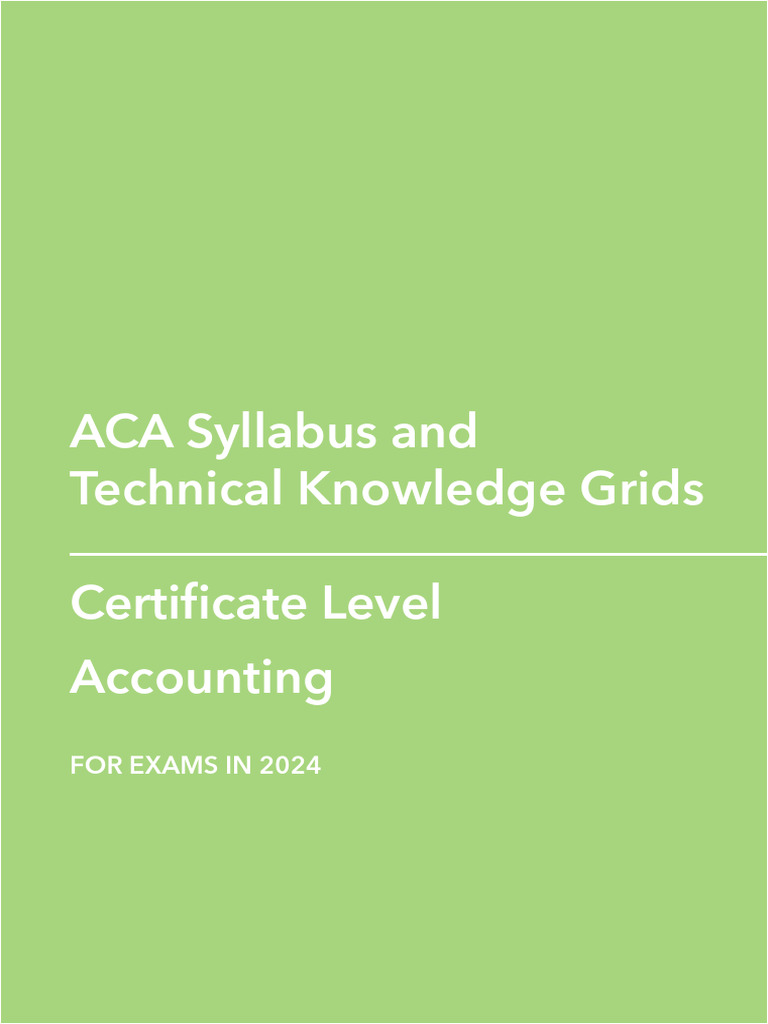 ACA 2024 Syllabus Handbook Certificate Accounting | PDF | Accounting ...