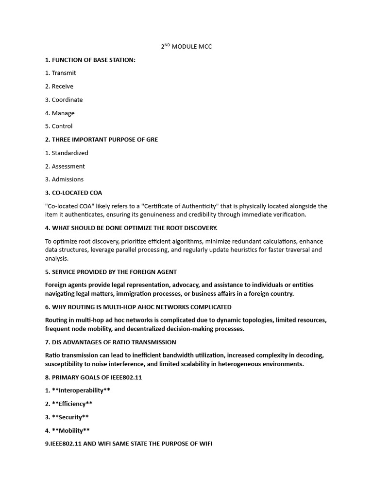 2nd Module MCC | PDF | Computer Network | Internet Protocols