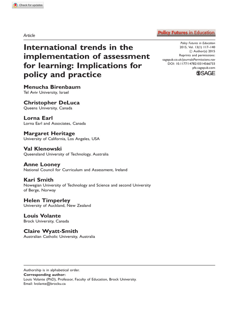 Birenbaum Et Al 2015 International Trends in The Implementation of ...