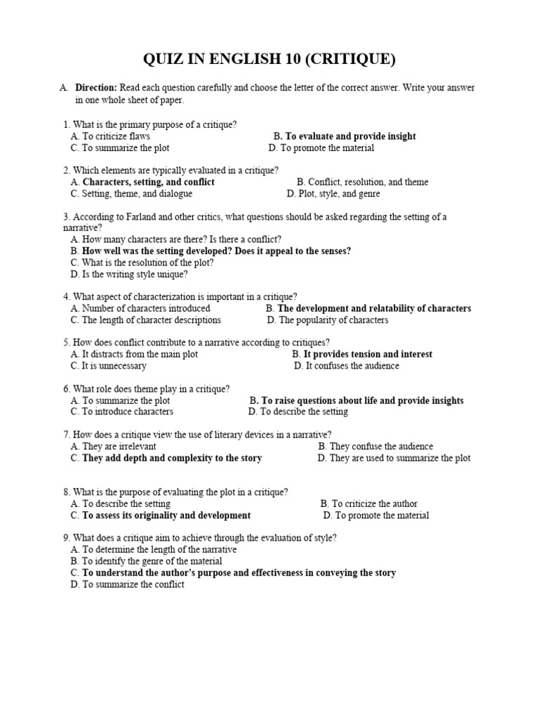 Quiz in English 10 | PDF | Narrative | Plot (Narrative)