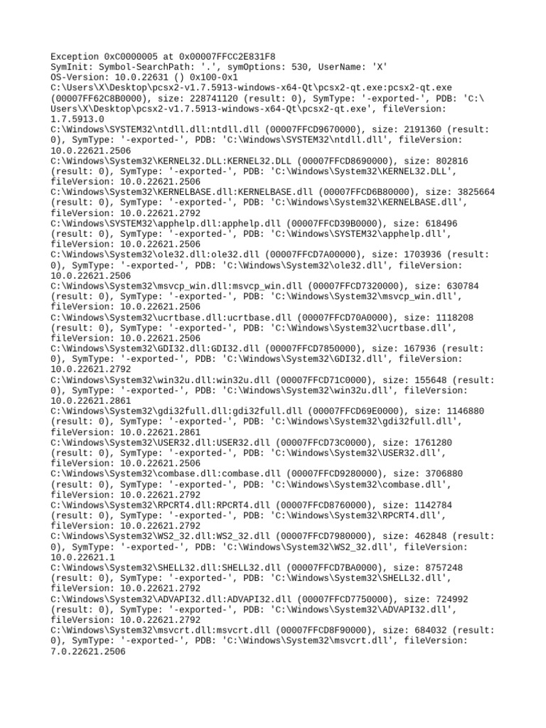 PCSX2 0xC0000005 Error Debugging | PDF | Microsoft Software | Software