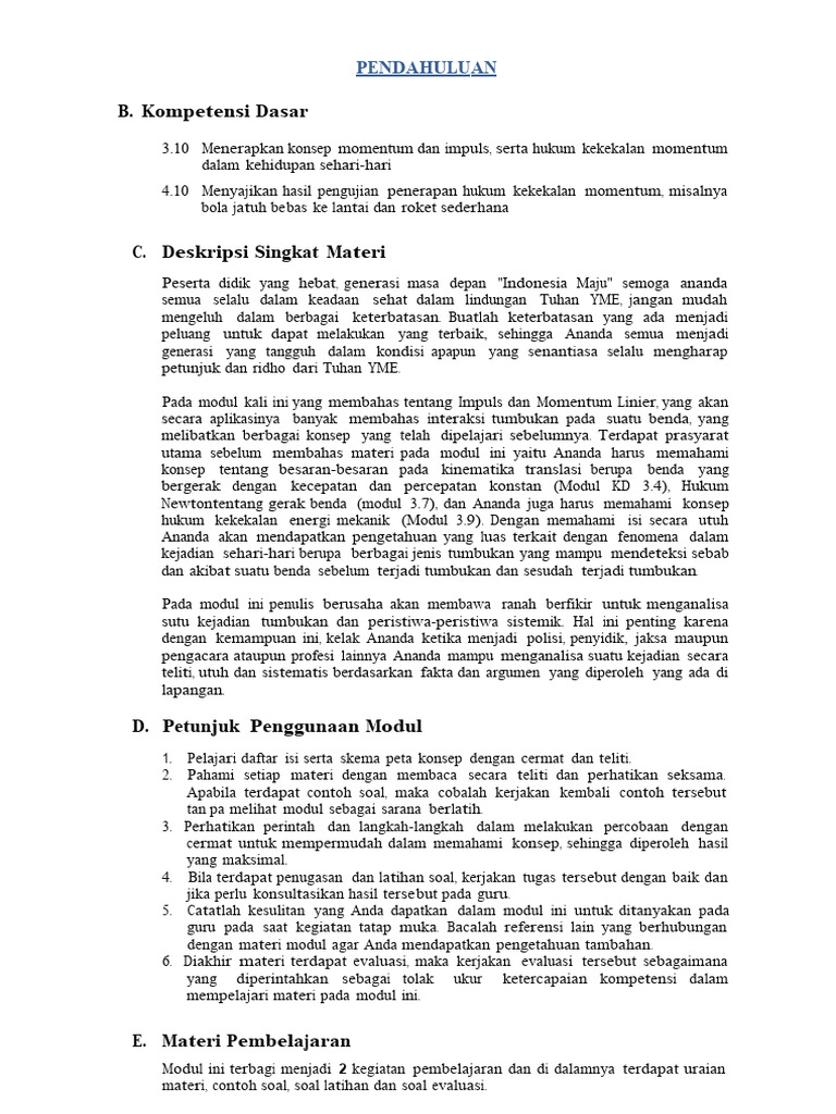 Modul Momentum Dan Impuls | PDF | Sains & Matematika
