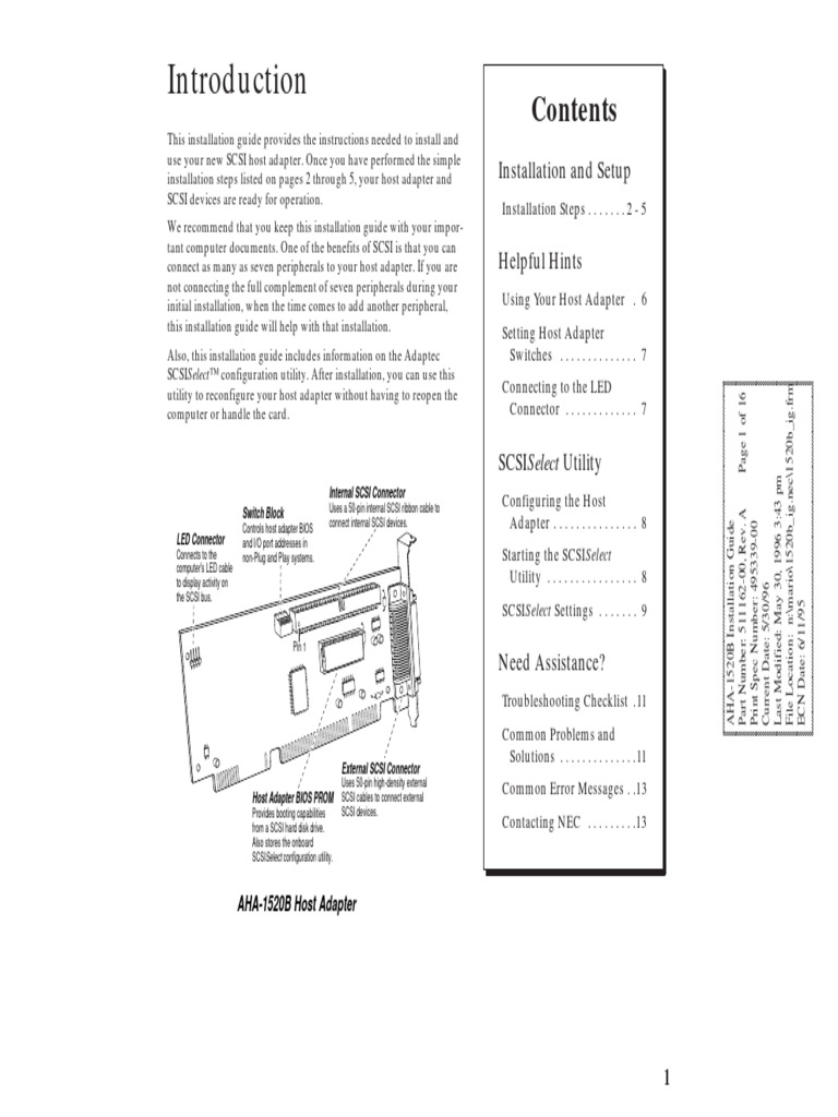 Aha1520b - Ig ISA-to-Fast SCSI-2 Host Adapter | PDF | Electrical ...
