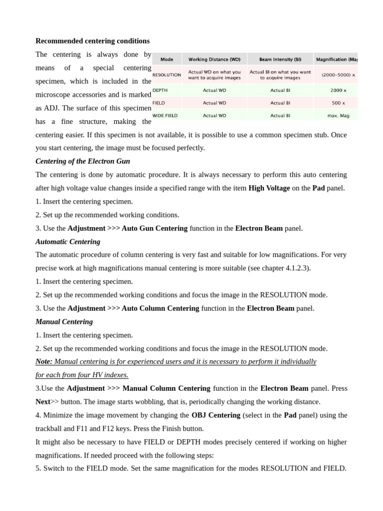 SEM Instructions | PDF | Scanning Electron Microscope | Optics