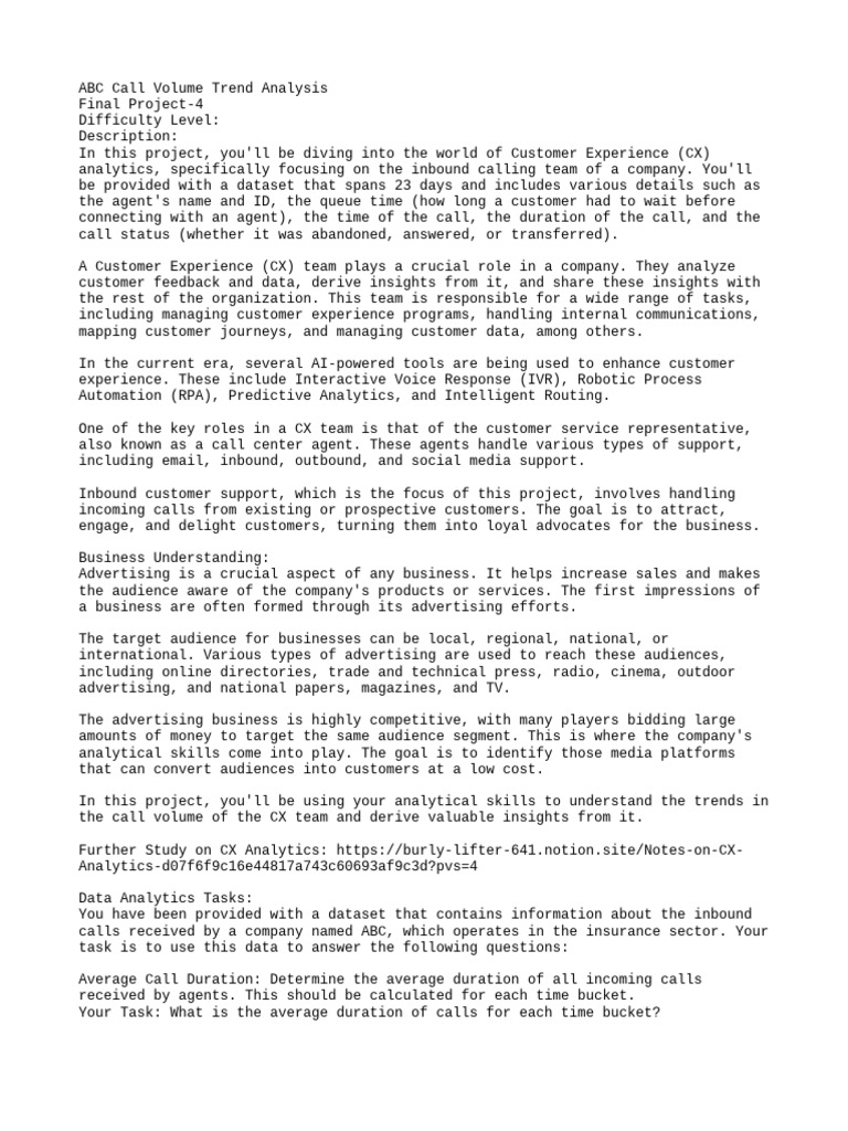 ABC Call Volume Trend Analysis | PDF | Interactive Voice Response ...