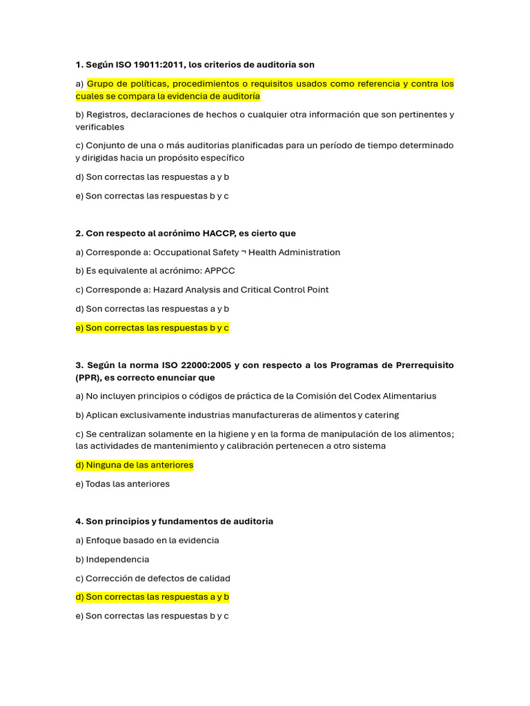 Preguntas capturadas 1 ISO | Descargar gratis PDF | Auditoría | Análisis de Riesgo y Puntos ...