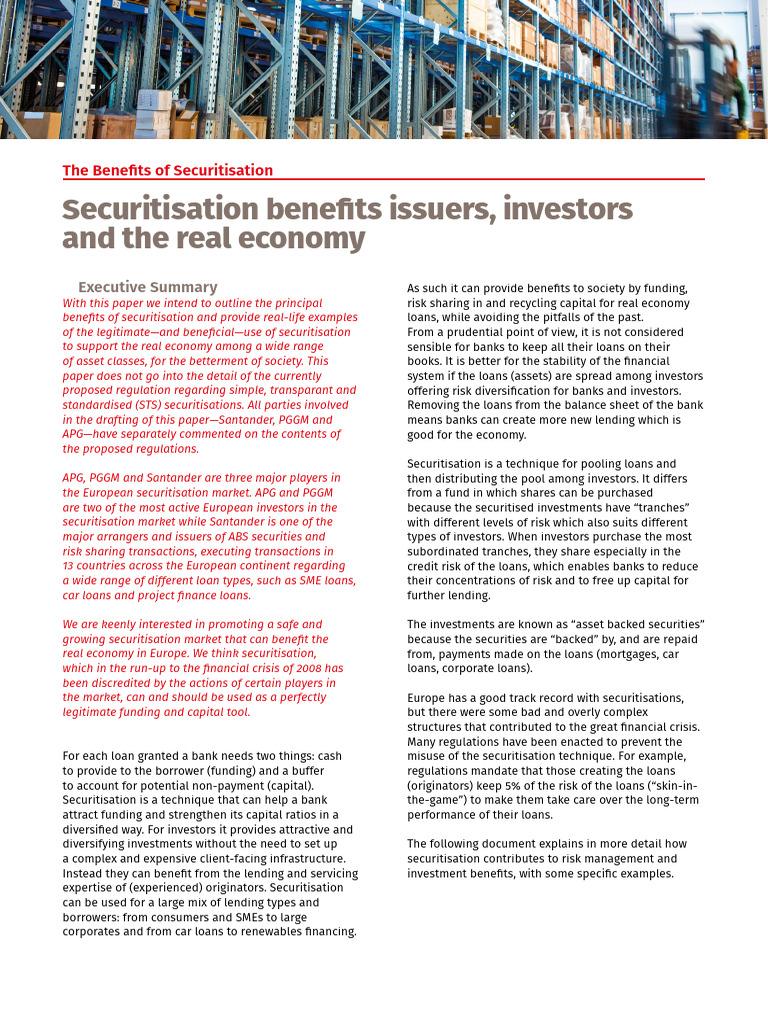 Joint Paper - The Benefits of Securitisation - June 2016 | PDF ...