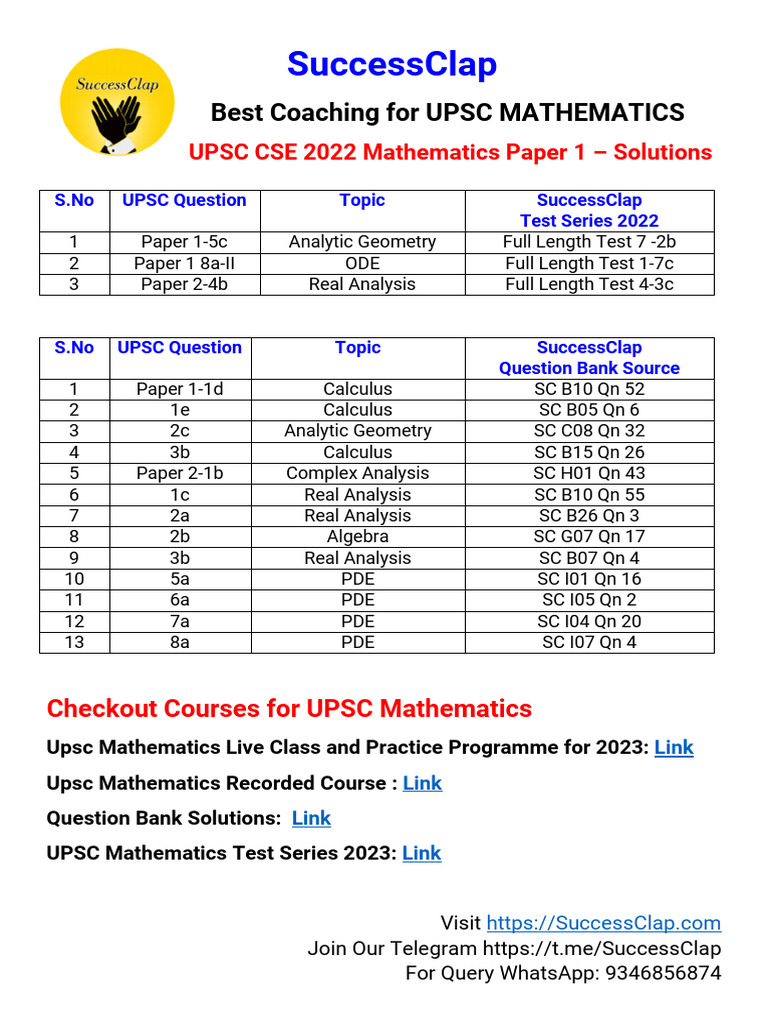 Successclap: Best Coaching For Upsc Mathematics | PDF | Mathematical Analysis | Partial ...