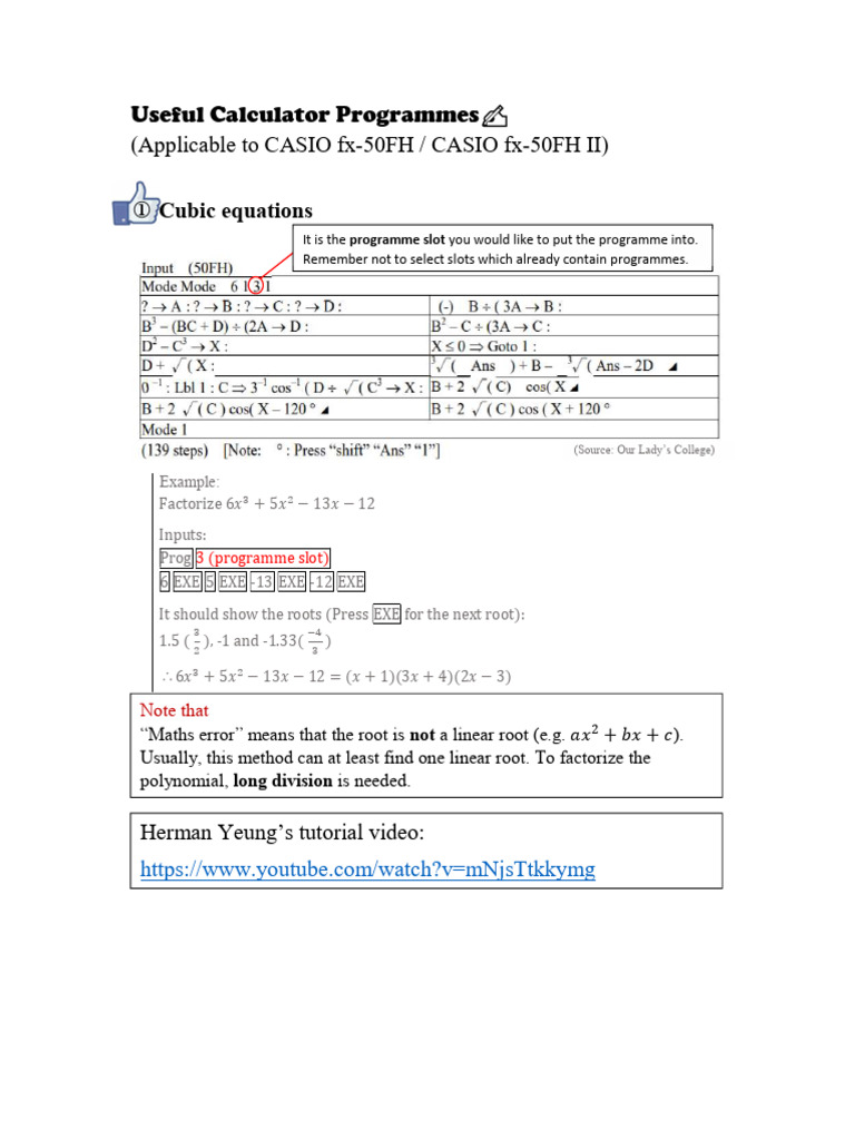 Useful Calculator Programmes | PDF | Mathematics Of Computing | Computational Science