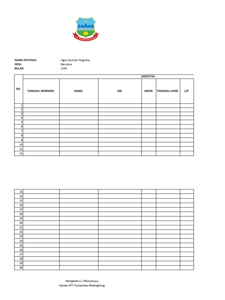 Skrining TB Paru RW 5 Pangkalan Juni 2024 | PDF