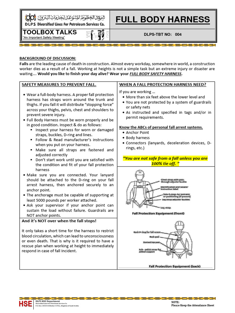 Full Body Harness | PDF | Occupational Safety And Health | Safety