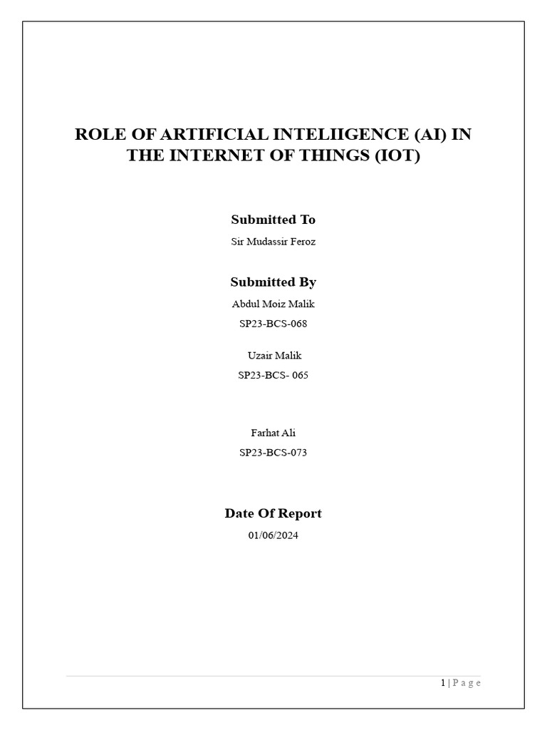 Artificial Inteliigence and Iot-2 | PDF | Internet Of Things | Artificial Intelligence
