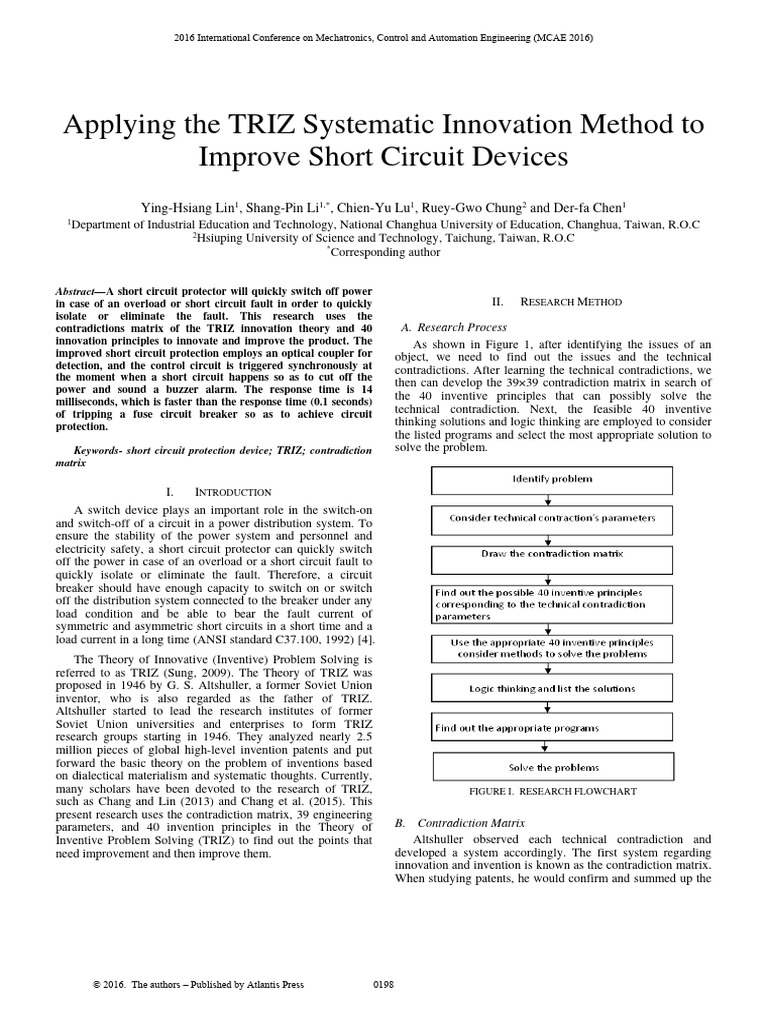 Applying The TRIZ Systematic Innovation Method To Improve Short Circuit Devices | PDF | Power ...