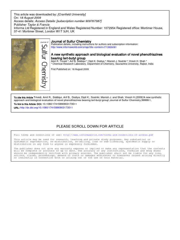 Sulfur Chem Paper | PDF | Chemical Reactions | Chemistry