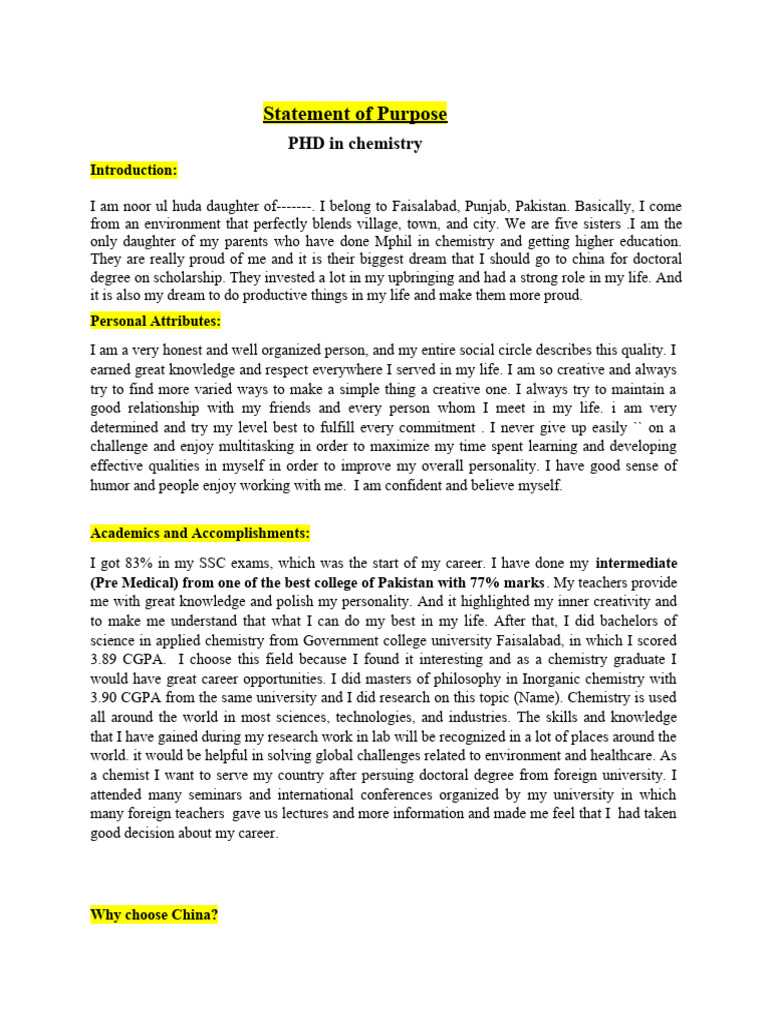 Statement of purpose | Download Free PDF | Academic Degree