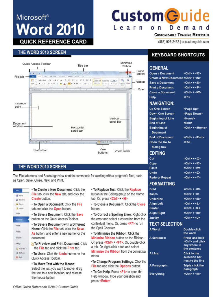 QR Word Quick Reference 2010 | Download Free PDF | Human–Computer Interaction | Software