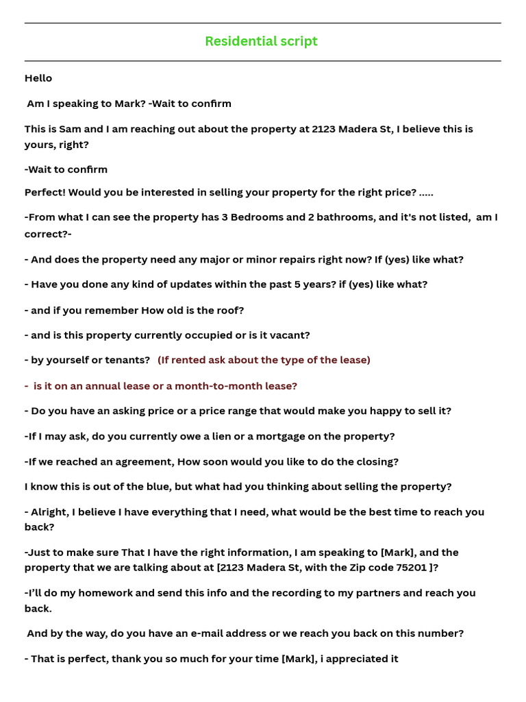 Script | PDF | Leasehold Estate | Lease