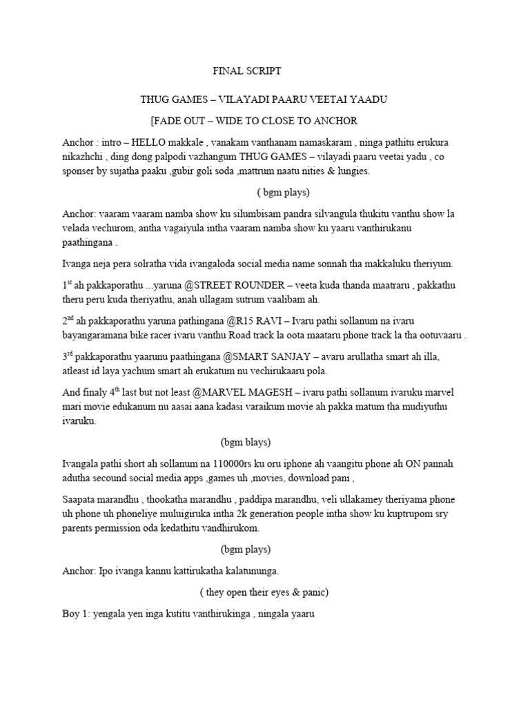 Thug Games | PDF