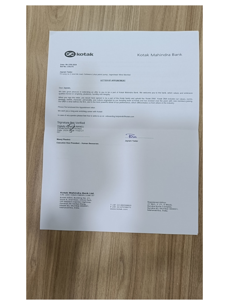 Appointment letter | PDF