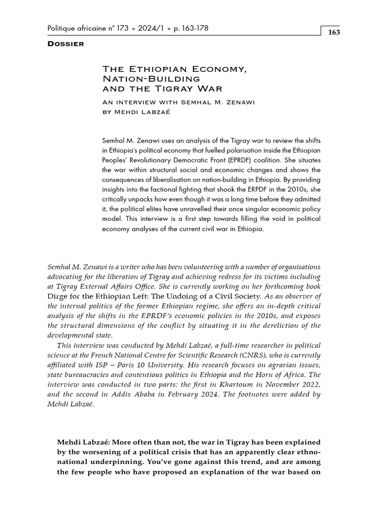 Ethiopian Economy & Tigray Conflict | PDF | Ethiopia | Economies