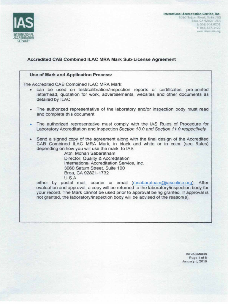 ILAC-IAS Agreement | PDF | Quality Management