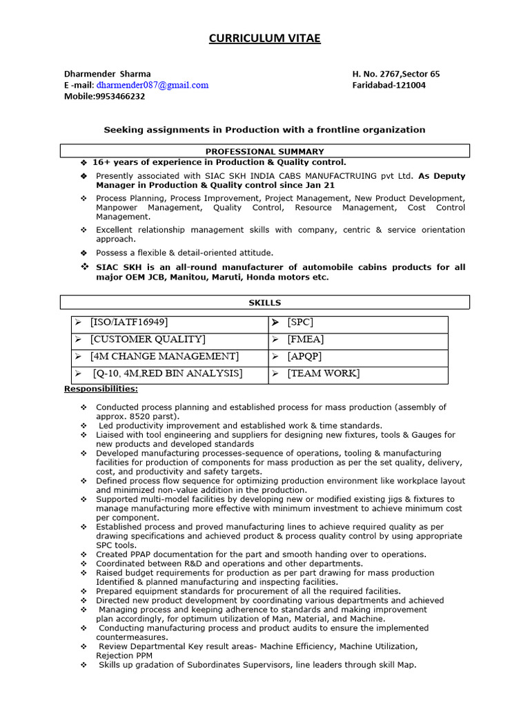 Resume | Download Free PDF | Mass Production | Audit