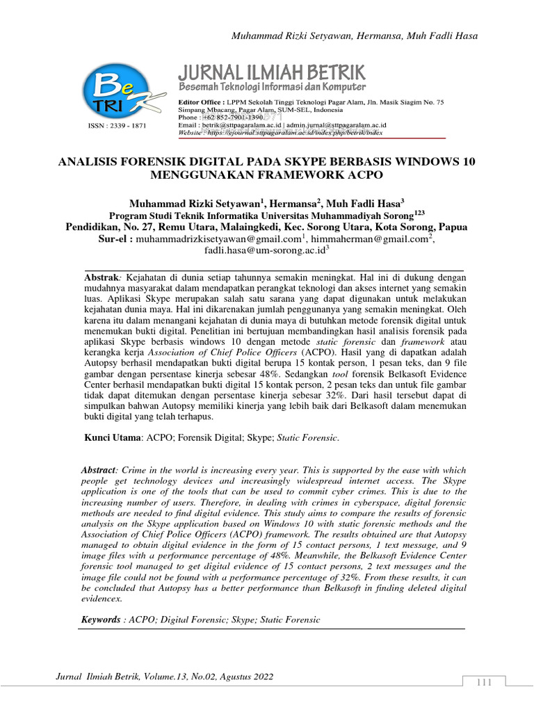 Forensik Digital Skype di Windows 10 | PDF | Komputer