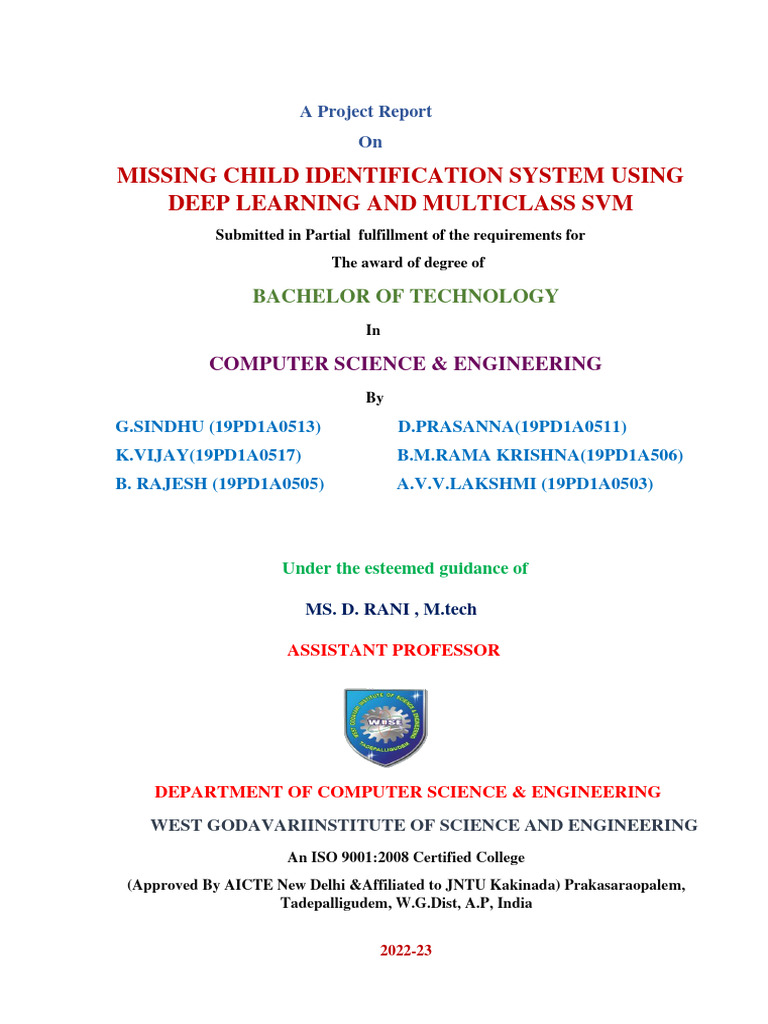 Missing Child Identification System | PDF | Machine Learning | Unified ... Missing Child Identification System | PDF | Machine Learning | Unified ...