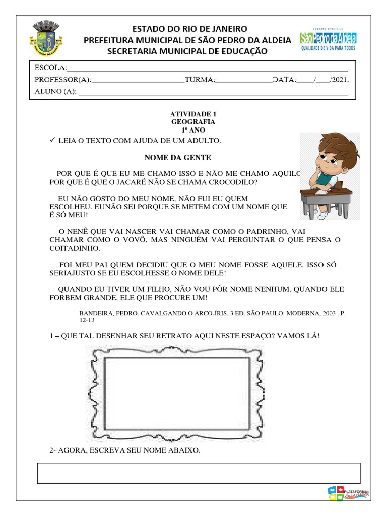 Geografia - 1º Ano - Atividade - A - 1 A 5 de Março | PDF | Ciências ...