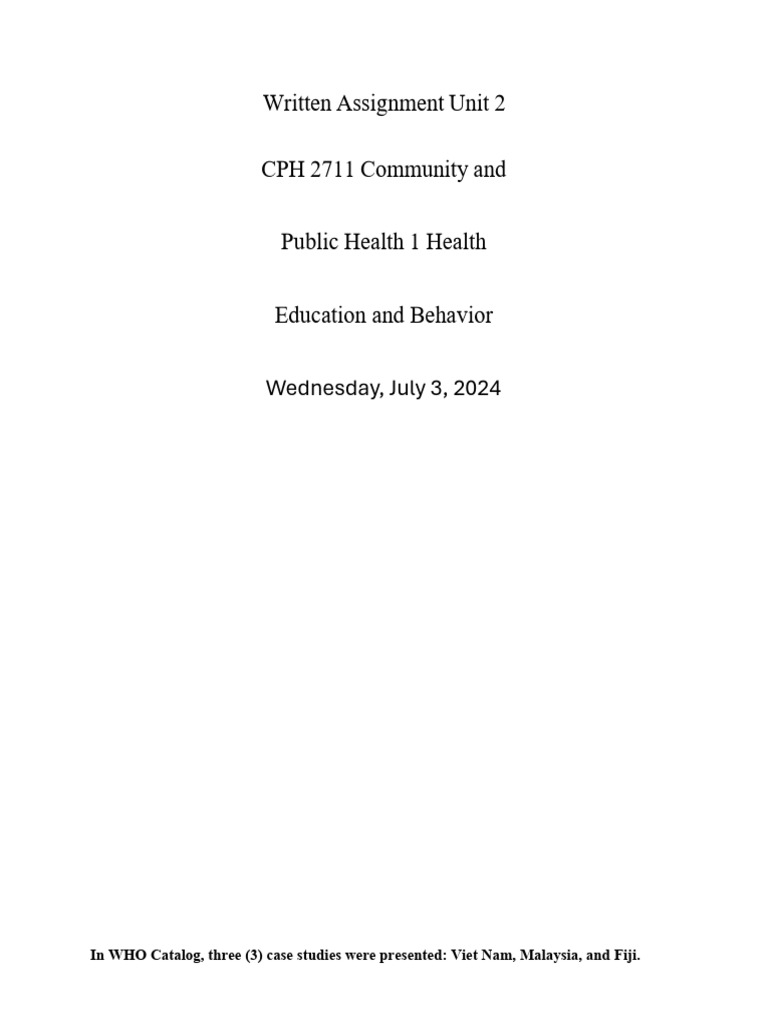 Written Assignment Unit 2 | PDF | Health Care | Medicare (United States)