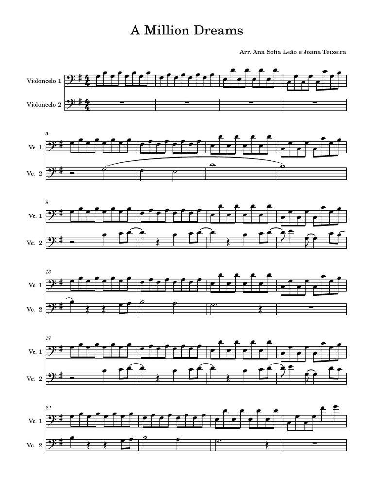 A Million Dreams Sheet Music Arrangement | PDF