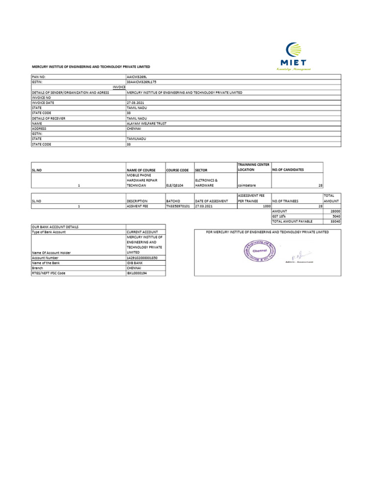 MP - ASSESSMENT INVOICE BILL - Batch 3 | PDF | Financial Services ...